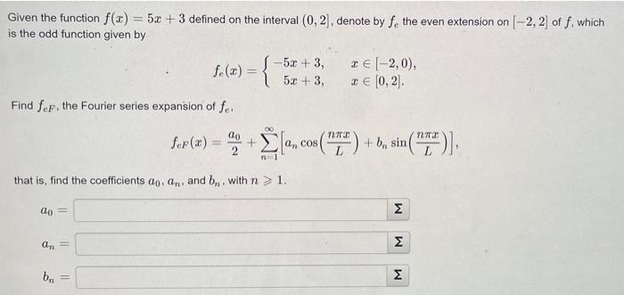 Solved Given The Function F X 5x 3 Defined On The Interval
