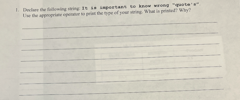 Solved Declare the following string: It is important to know | Chegg.com