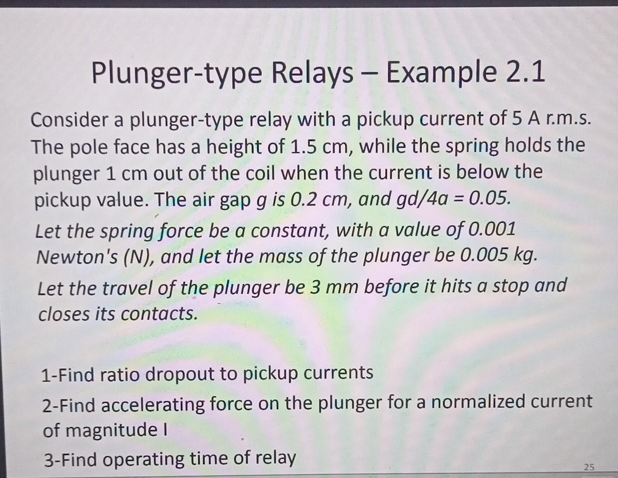 Solved Plunger-type Relays - Example 2.1 Consider a | Chegg.com