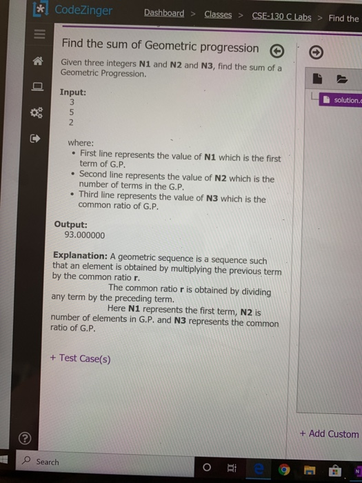 Solved Codezinger Dashboard Classes Cse 130 C Labs 