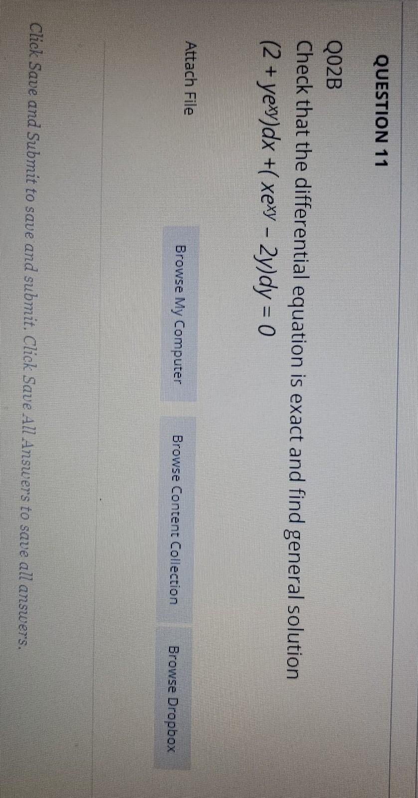 Solved QUESTION 11 Q02B Check that the differential equation | Chegg.com
