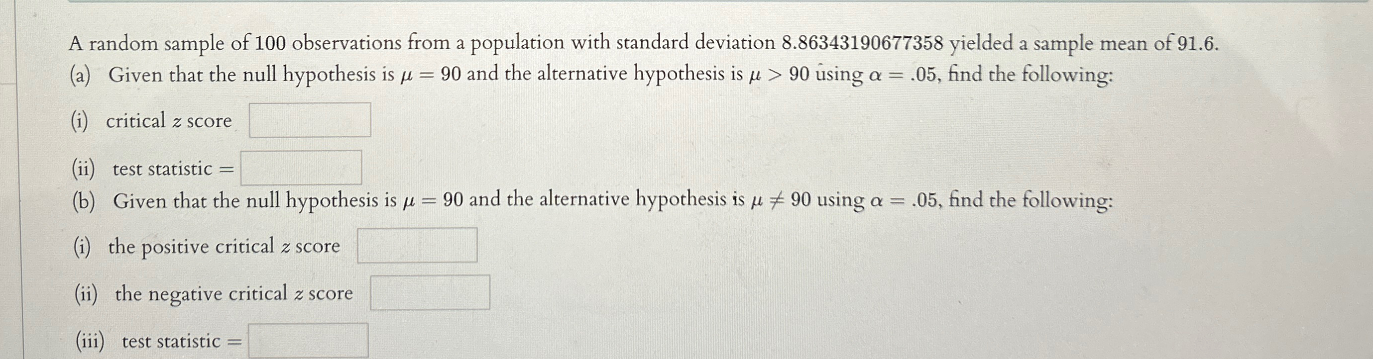 Solved A random sample of 100 ﻿observations from a | Chegg.com