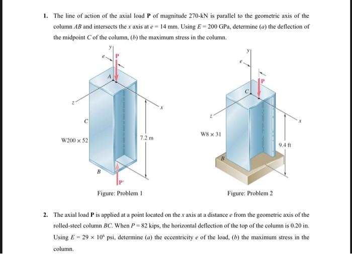 Solved 1. The line of action of the axial load P of | Chegg.com