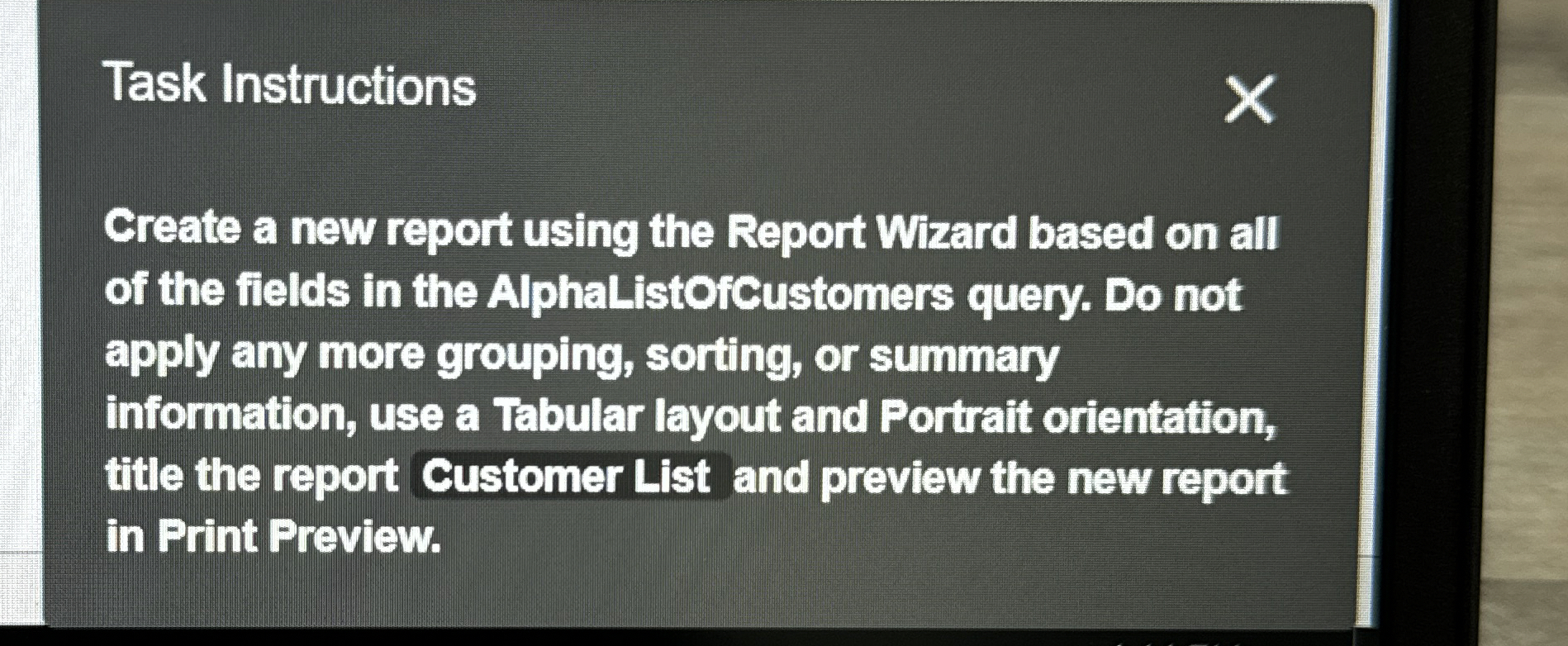 Solved Task InstructionsGreate a new report using the Report | Chegg.com