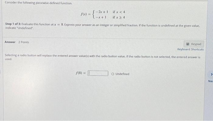 Solved Consider the following piecewise defined function. | Chegg.com