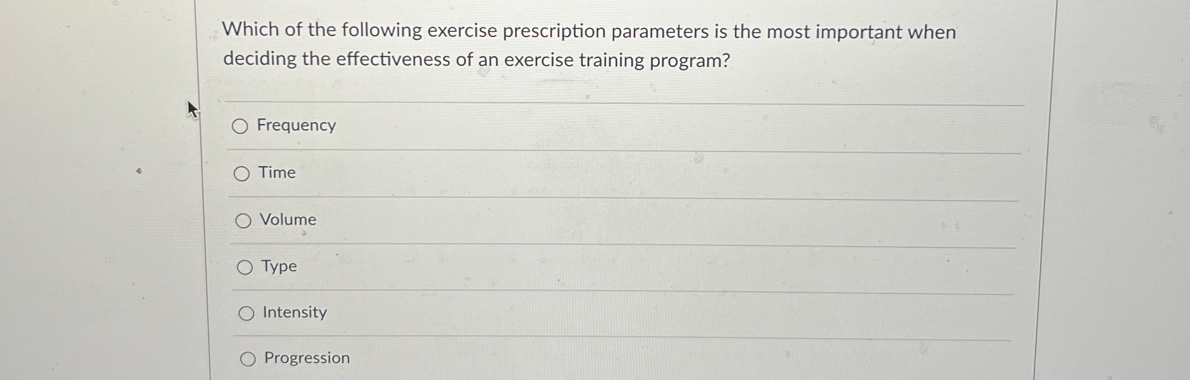 Solved Which of the following exercise prescription | Chegg.com
