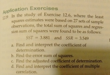 Solved Application Exercises12.19) ﻿In the study of Exercise | Chegg.com