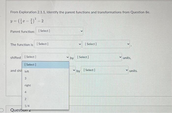 Solved From Exploration 2.1.1, Identify the parent functions | Chegg.com