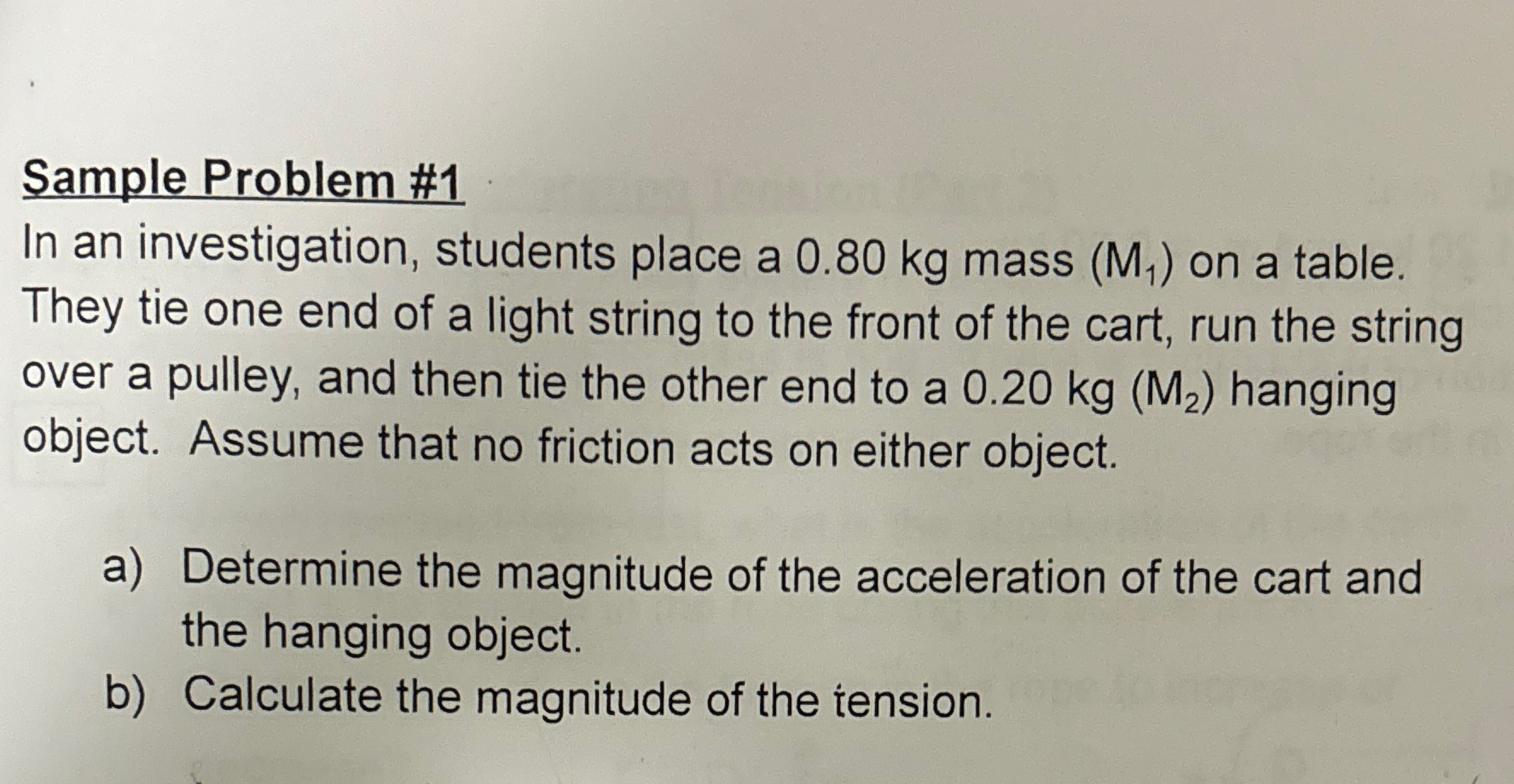 Solved Sample Problem #1In an investigation, students place | Chegg.com
