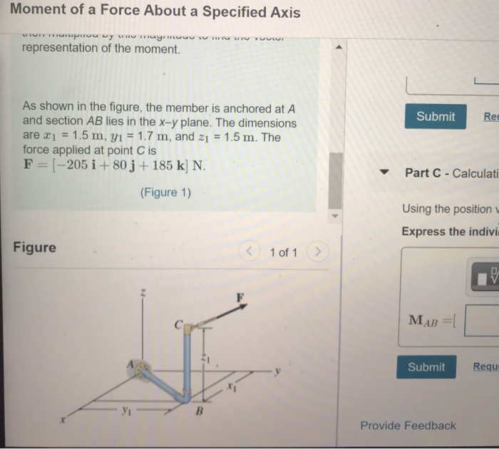 Solved Part B - Calculating the moment about AB using the | Chegg.com
