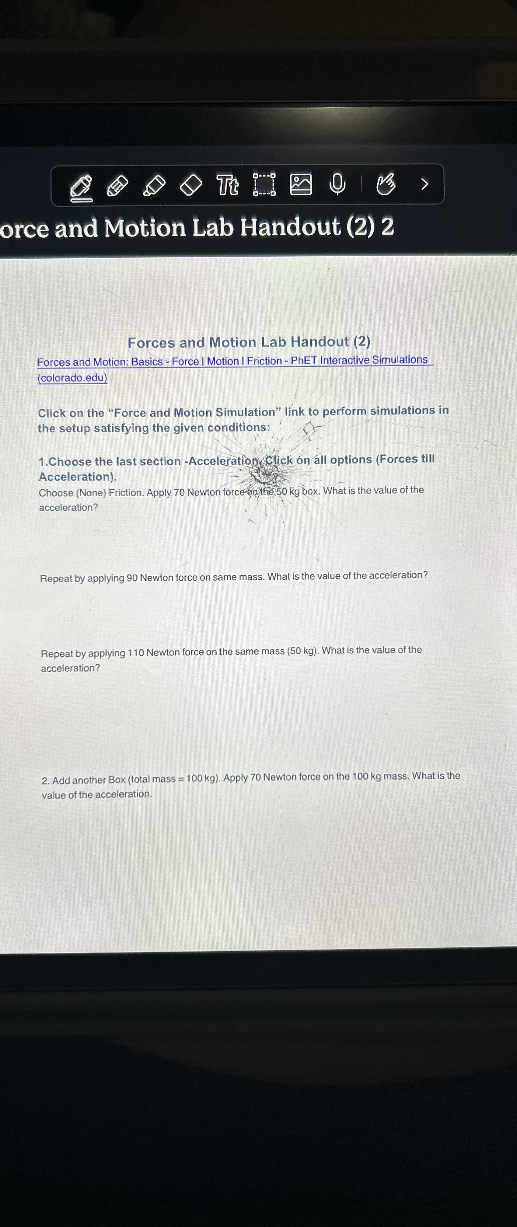 Solved orce and Motion Lab Handout (2) 2Forces and Motion | Chegg.com