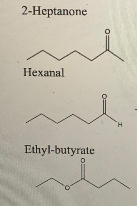 Solved 2-Heptanone o Hexanal O H Ethyl-butyrate o | Chegg.com