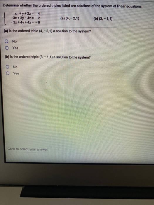 Solved Determine whether the ordered triples listed are | Chegg.com