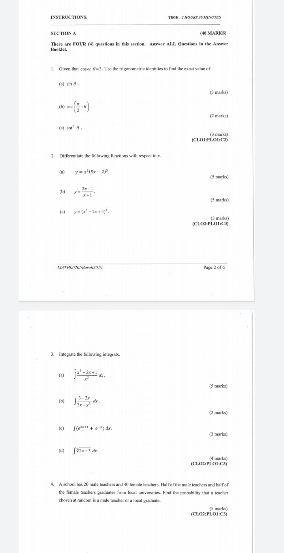 Solved There are FOUR (4) questions in this section. Answer | Chegg.com