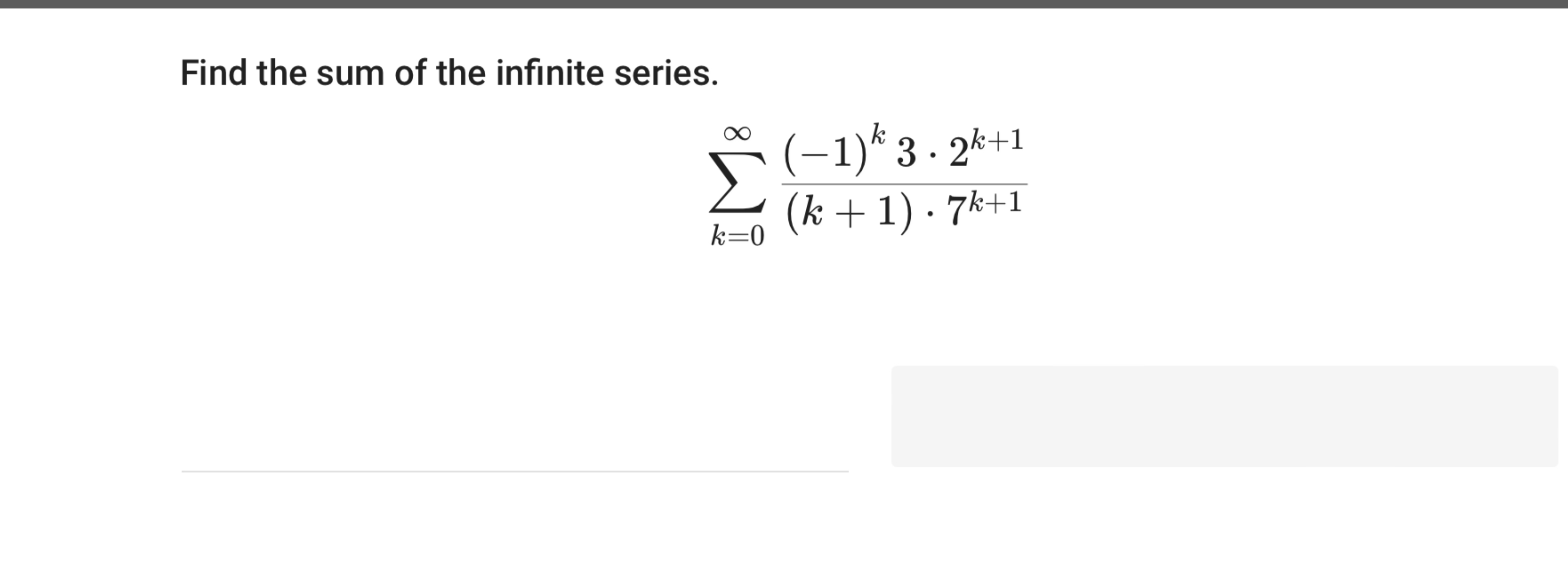 Solved Find the sum of the infinite | Chegg.com