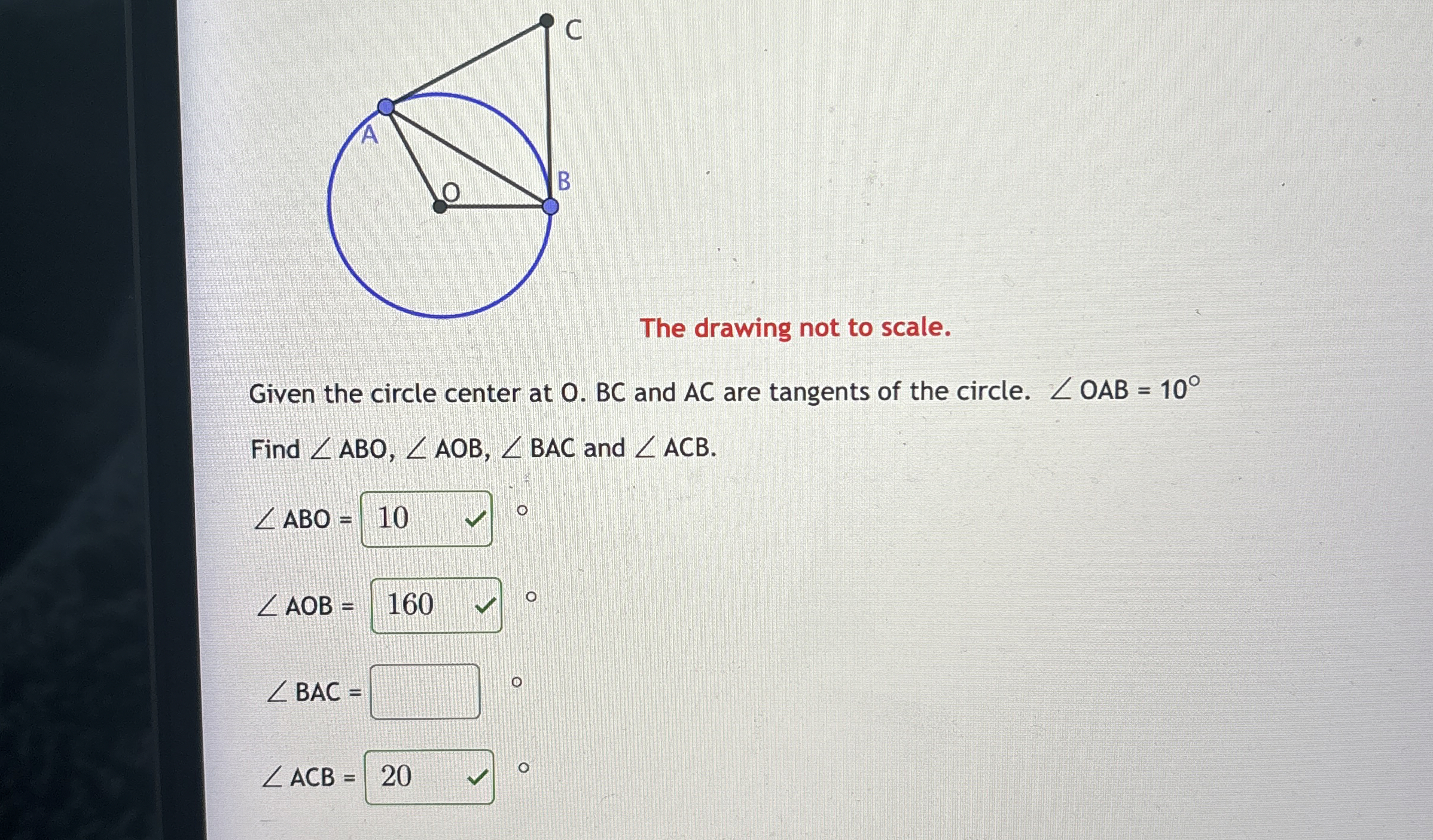 Solved The drawing not to scale.Given the circle center at | Chegg.com