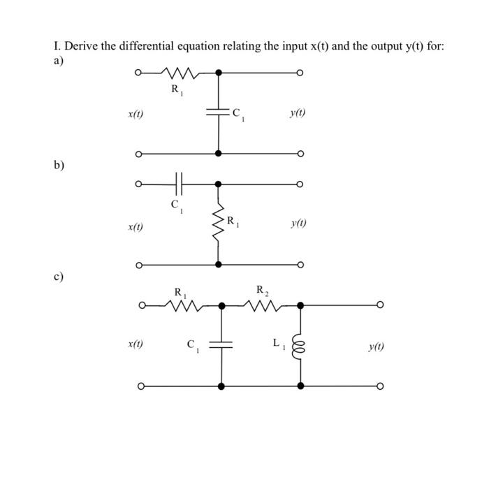 Solved I. Derive the differential equation relating the | Chegg.com