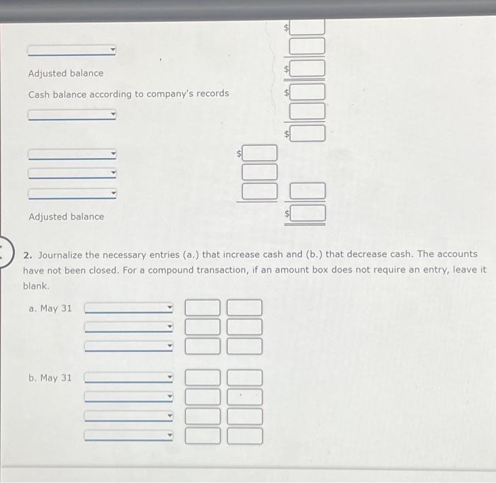 Solved Bank Reconciliation and Entries The cash account for | Chegg.com