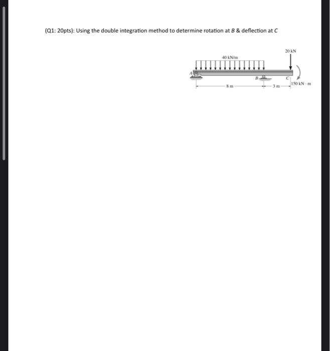 Solved (Q1: 20pts): Using the double integration method to | Chegg.com