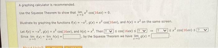 Solved A graphing calculator is recommended Use the Squeeze | Chegg.com