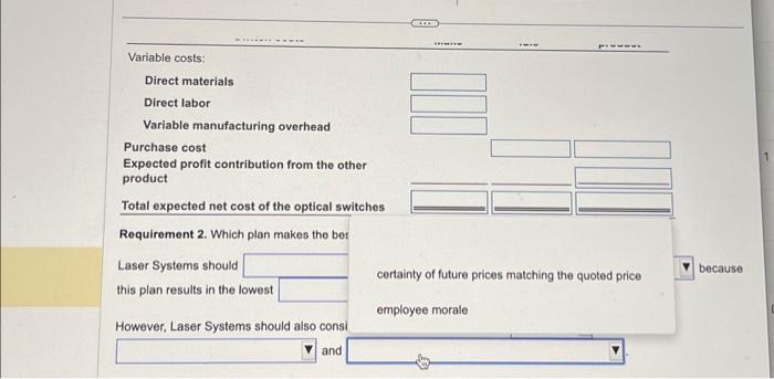 Solved Variable costs: Direct materials Direct labor | Chegg.com