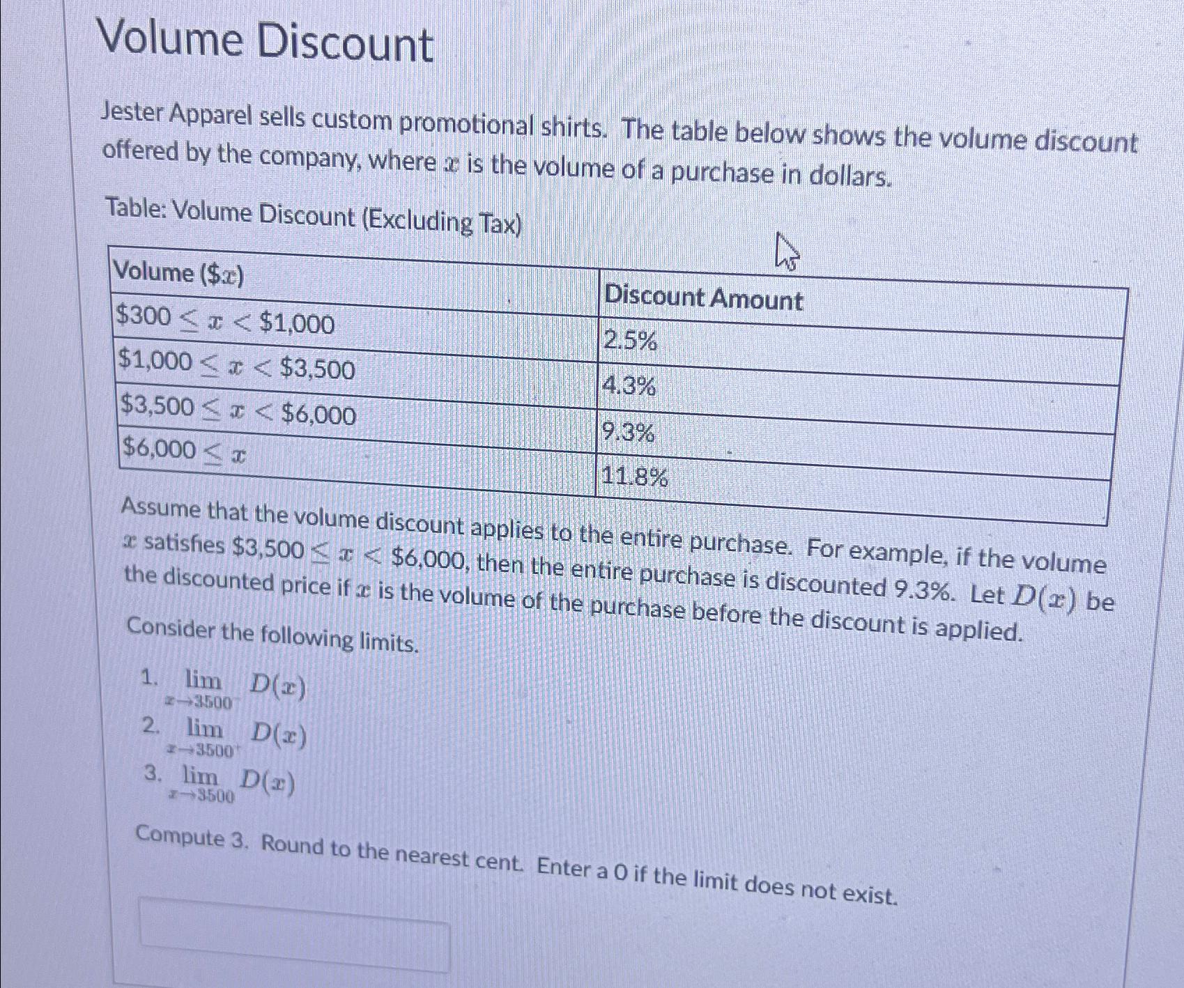 Solved Volume DiscountJester Apparel sells custom | Chegg.com