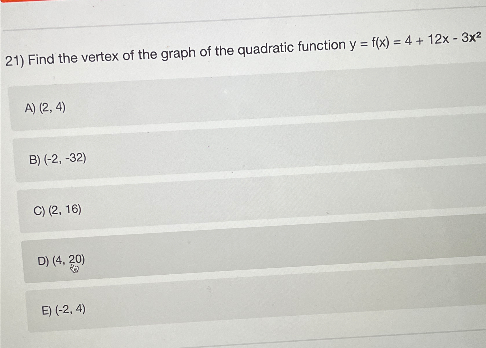 Solved Find the vertex of the graph of the quadratic | Chegg.com