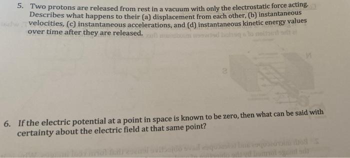 Solved 5. Two protons are released from rest in a vacuum | Chegg.com