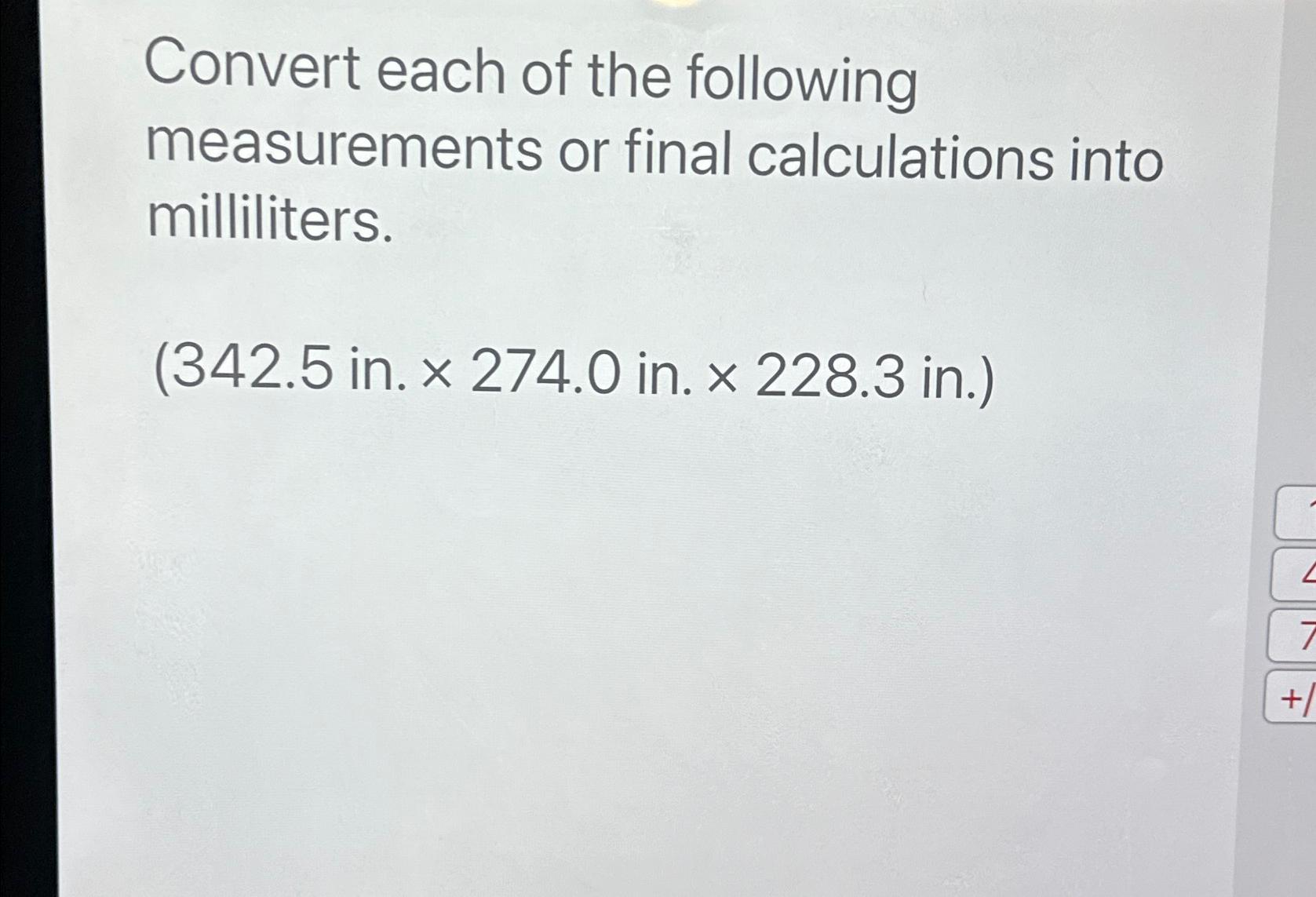 Solved Convert each of the following measurements or final | Chegg.com