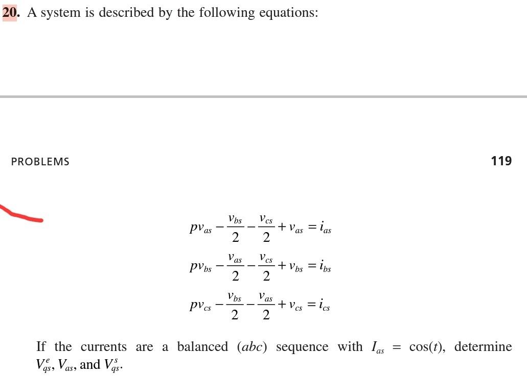 Solved 20. A system is described by the following equations: | Chegg.com