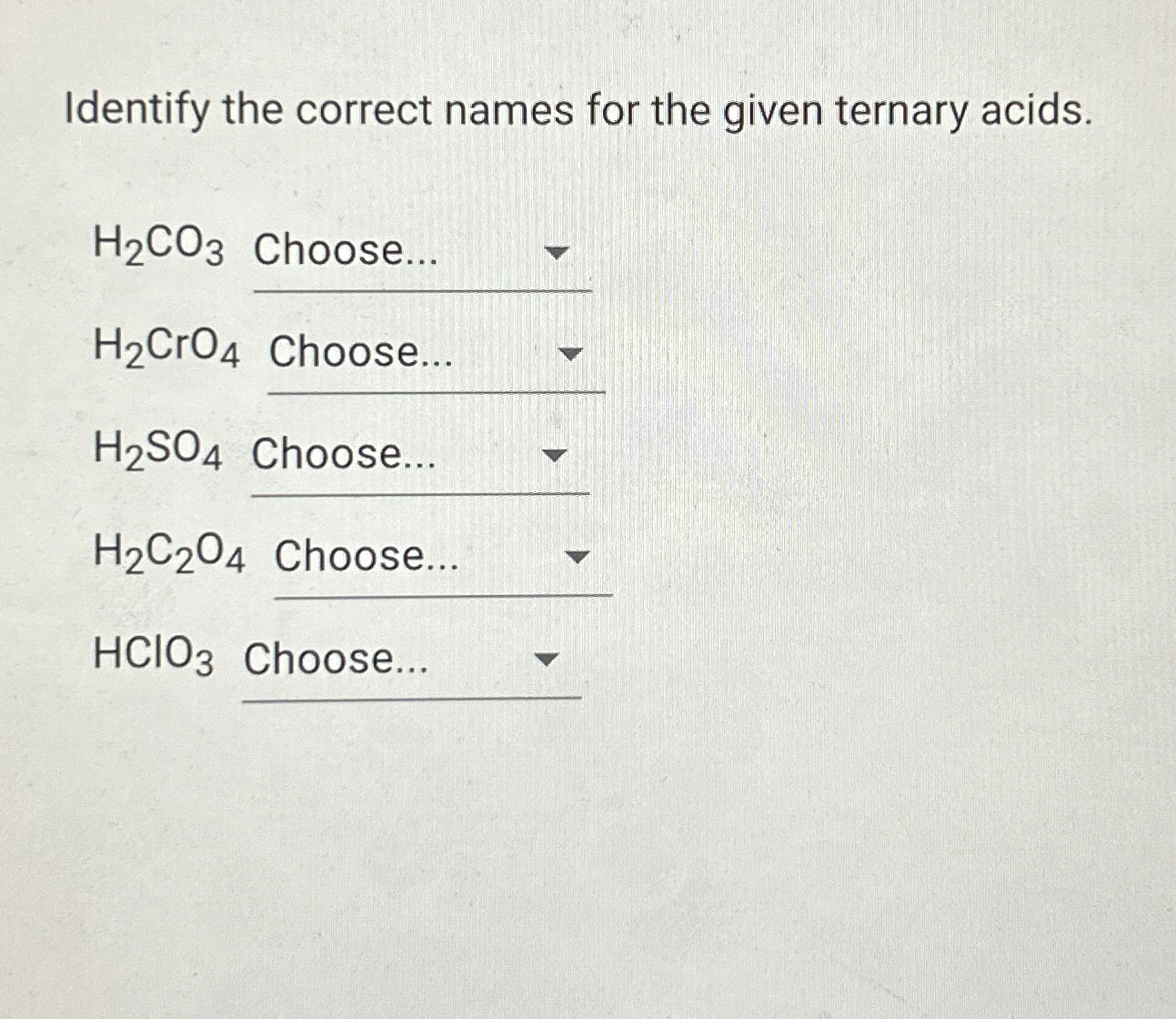Solved Identify the correct names for the given ternary | Chegg.com