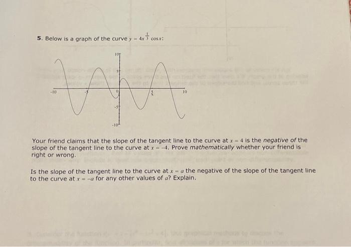 Solved 5. Below is a graph of the curve y=4x31cosx : Your | Chegg.com