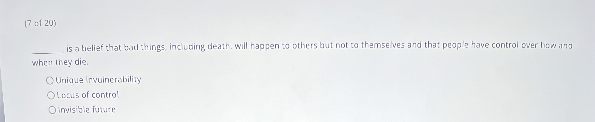 High Quality SOLUTION (7 ﻿of 20) ﻿is a belief that bad things ...