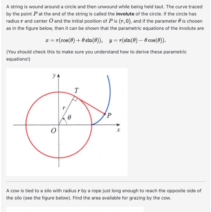 Solved A string is wound around a circle and then unwound | Chegg.com