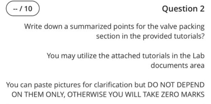 Solved -- / 10 -110 Question 2 Write down a summarized | Chegg.com