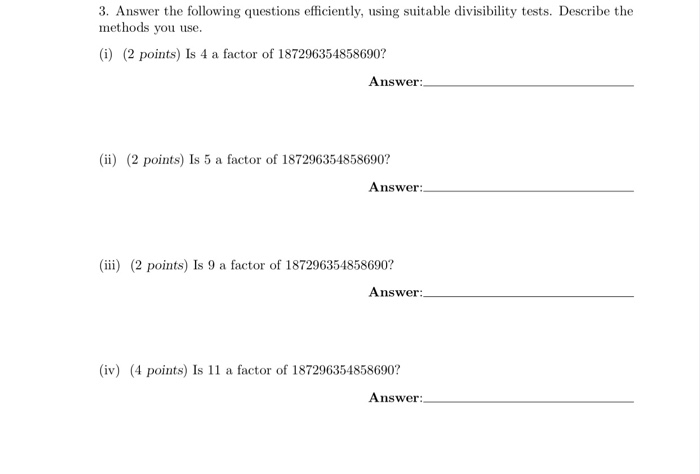 Solved 3. Answer the following questions efficiently, using | Chegg.com