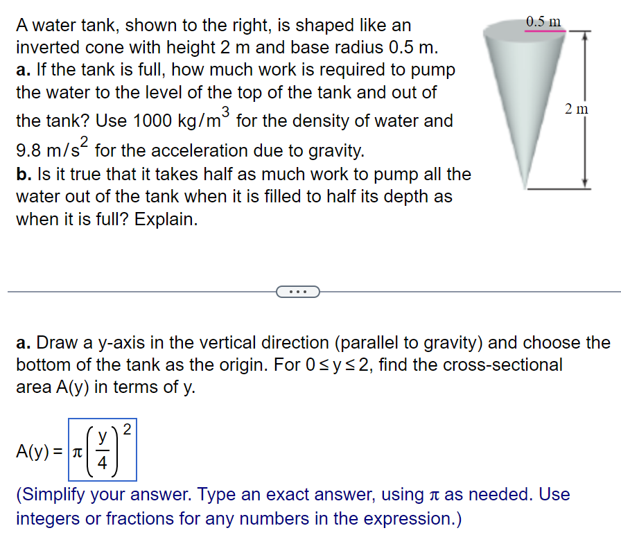 Solved A water tank, shown to the right, is shaped like | Chegg.com