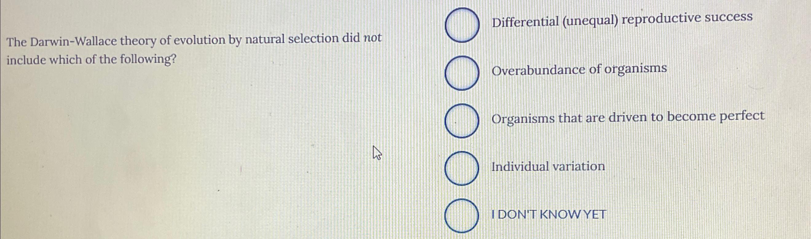 Solved The Darwin-Wallace theory of evolution by natural | Chegg.com