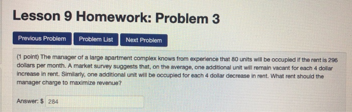 Solved Lesson 9 Homework: Problem 1 Previous Problem Problem | Chegg.com