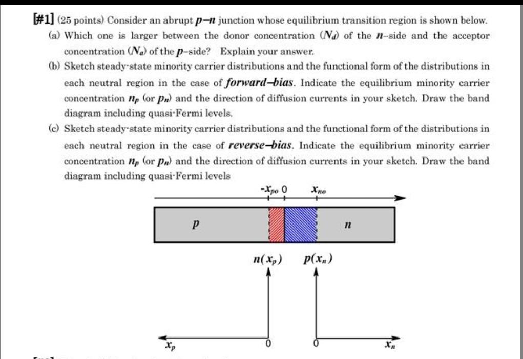 Solved [\#1] (25 points) Consider an abrupt p−n junction | Chegg.com