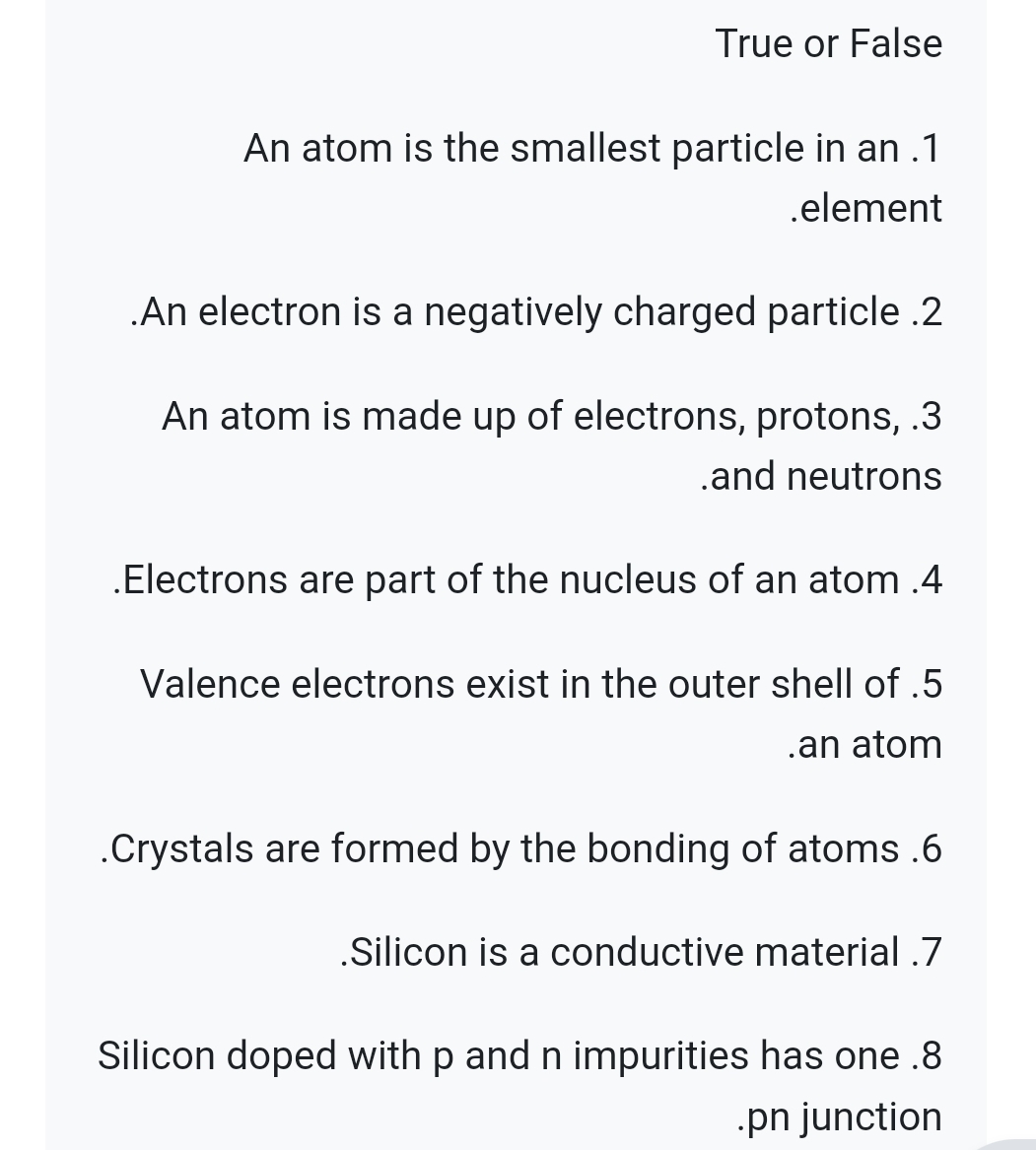 Solved True or FalseAn atom is the smallest particle in an | Chegg.com