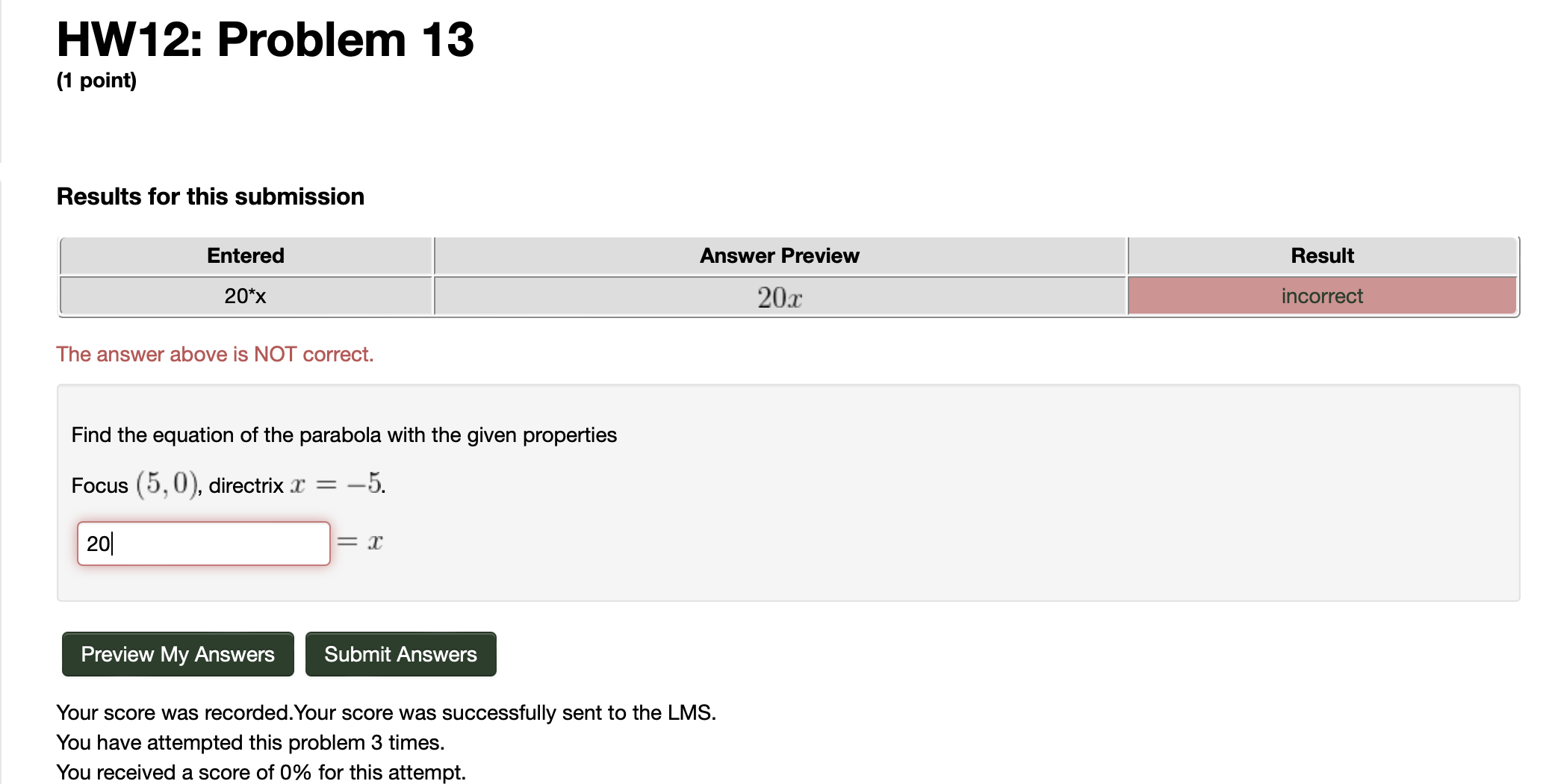 Solved HW12: Problem 13(1 ﻿point)Results for this | Chegg.com