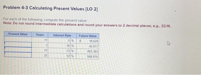 Solved For each of the following, compute the present value: | Chegg.com