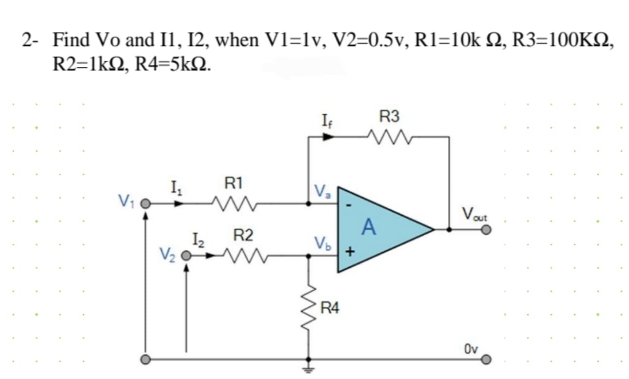 Solved 2- ﻿Find Vo and I1, ﻿I2, ﻿when V1=1v, | Chegg.com