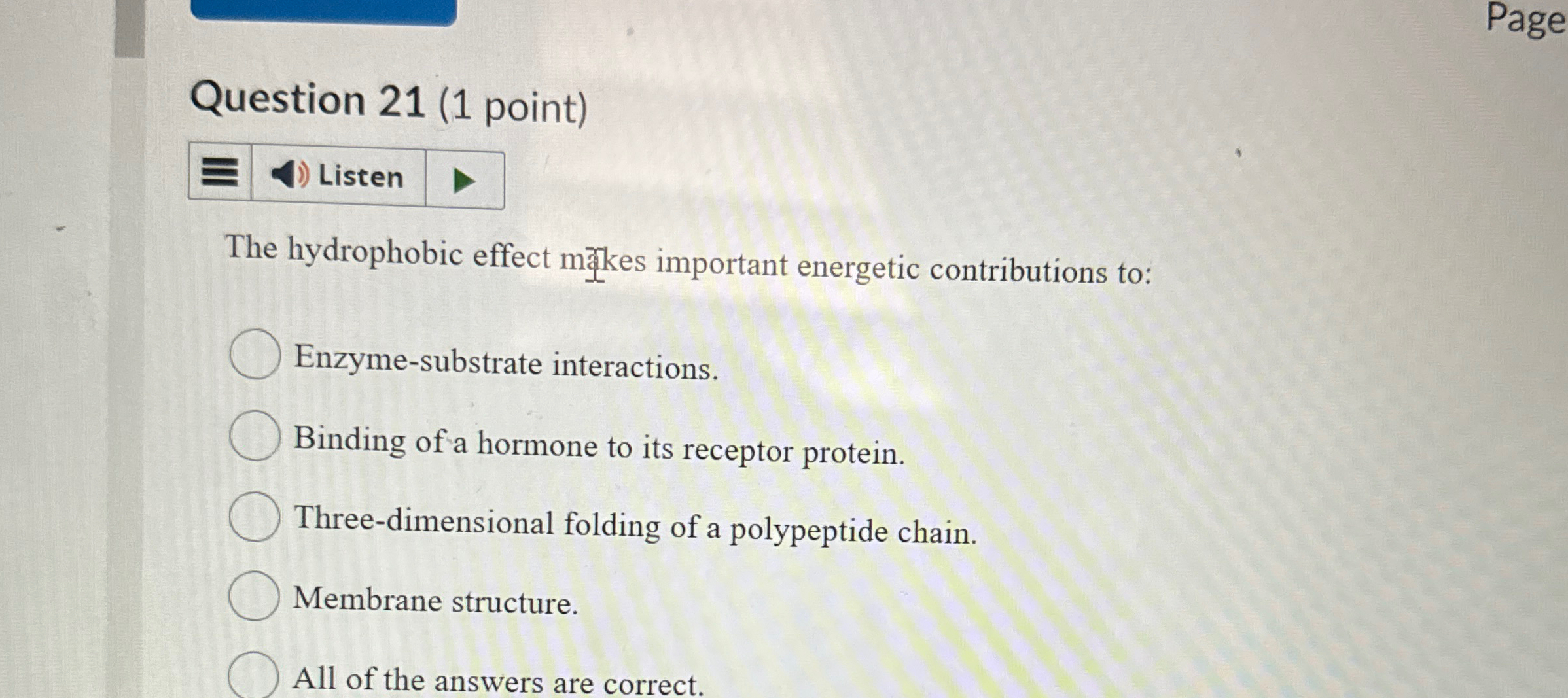 Solved Question 21 (1 point)ListenThe hydrophobic effect | Chegg.com Solved Question 21 (1 point)ListenThe hydrophobic effect | Chegg.com