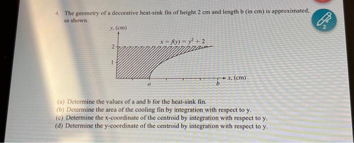 Solved 4. The geometry of a decorative heat-sink fin of | Chegg.com