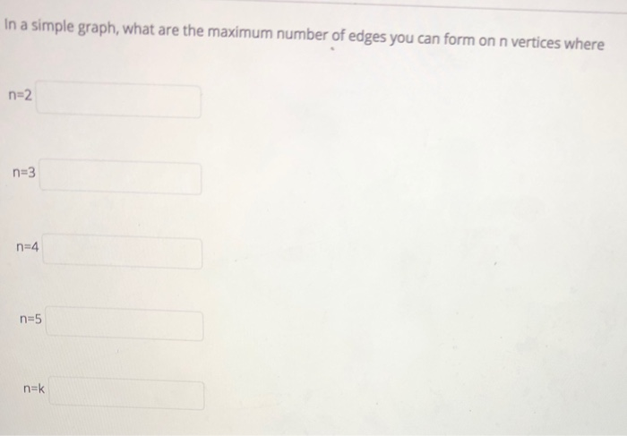 Solved In a simple graph, what are the maximum number of | Chegg.com