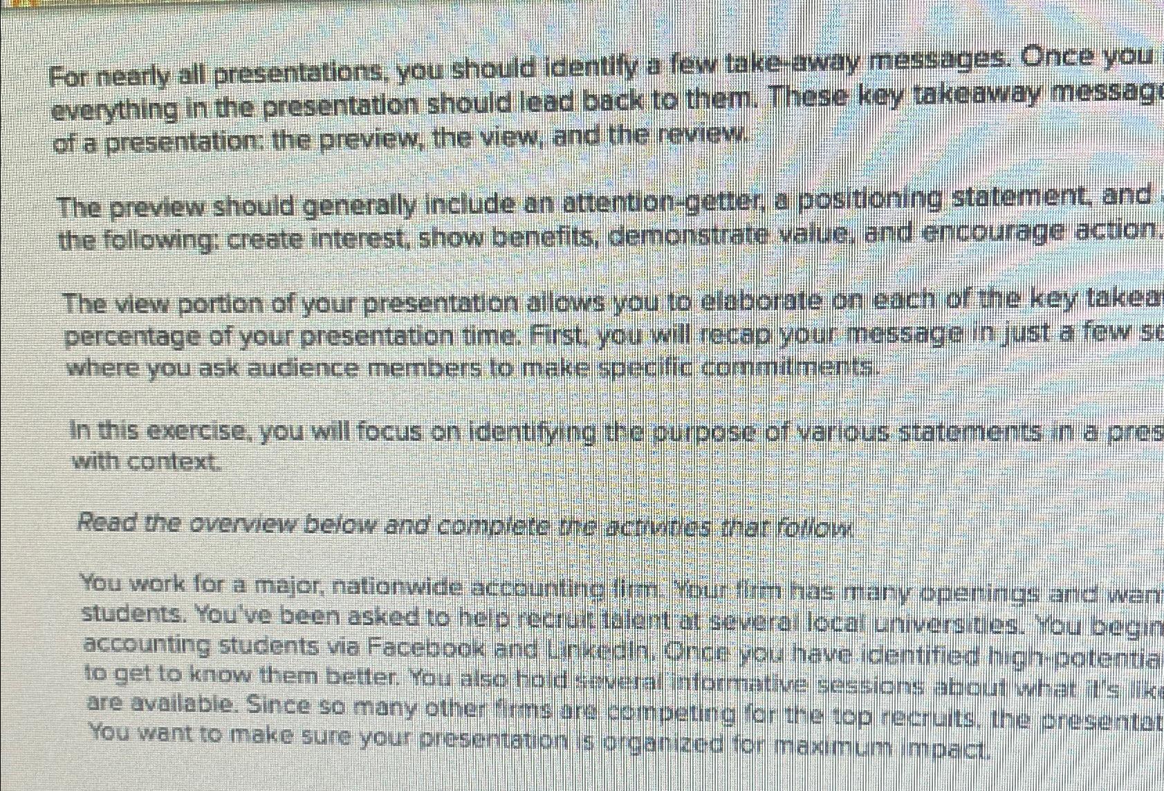 Solved For nearly all presentations, you should identify a | Chegg.com