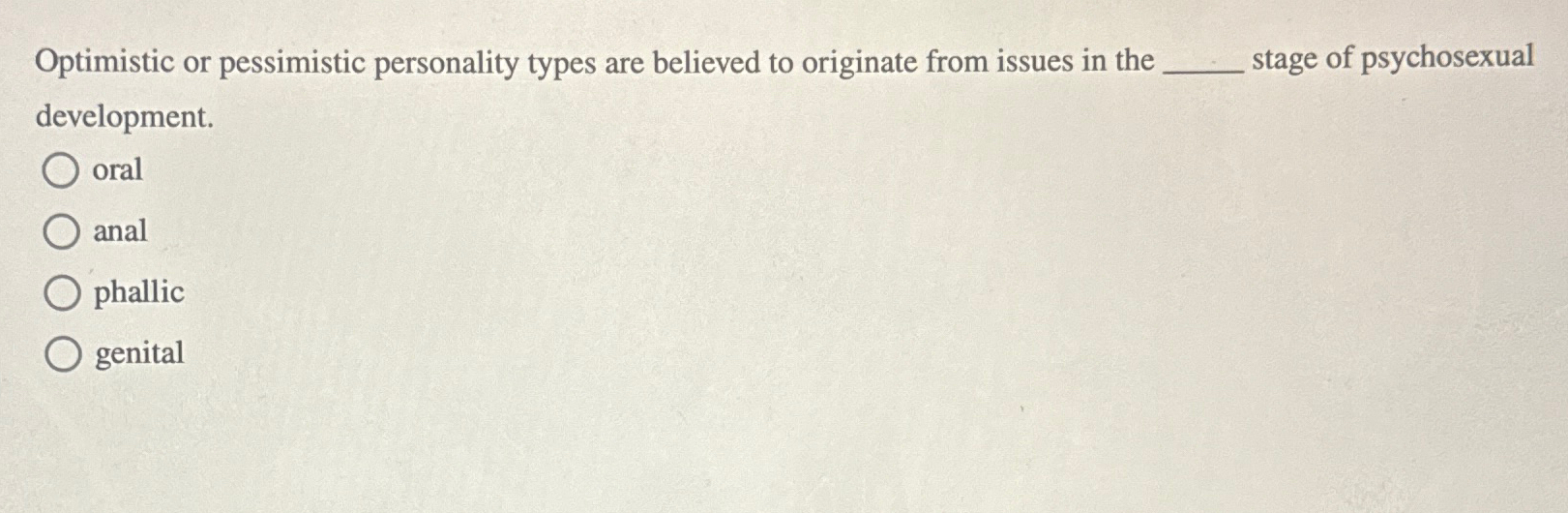 Solved Optimistic or pessimistic personality types are | Chegg.com