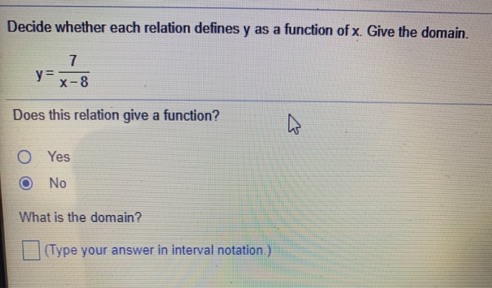 Solved Decide whether each relation defines y as a function | Chegg.com